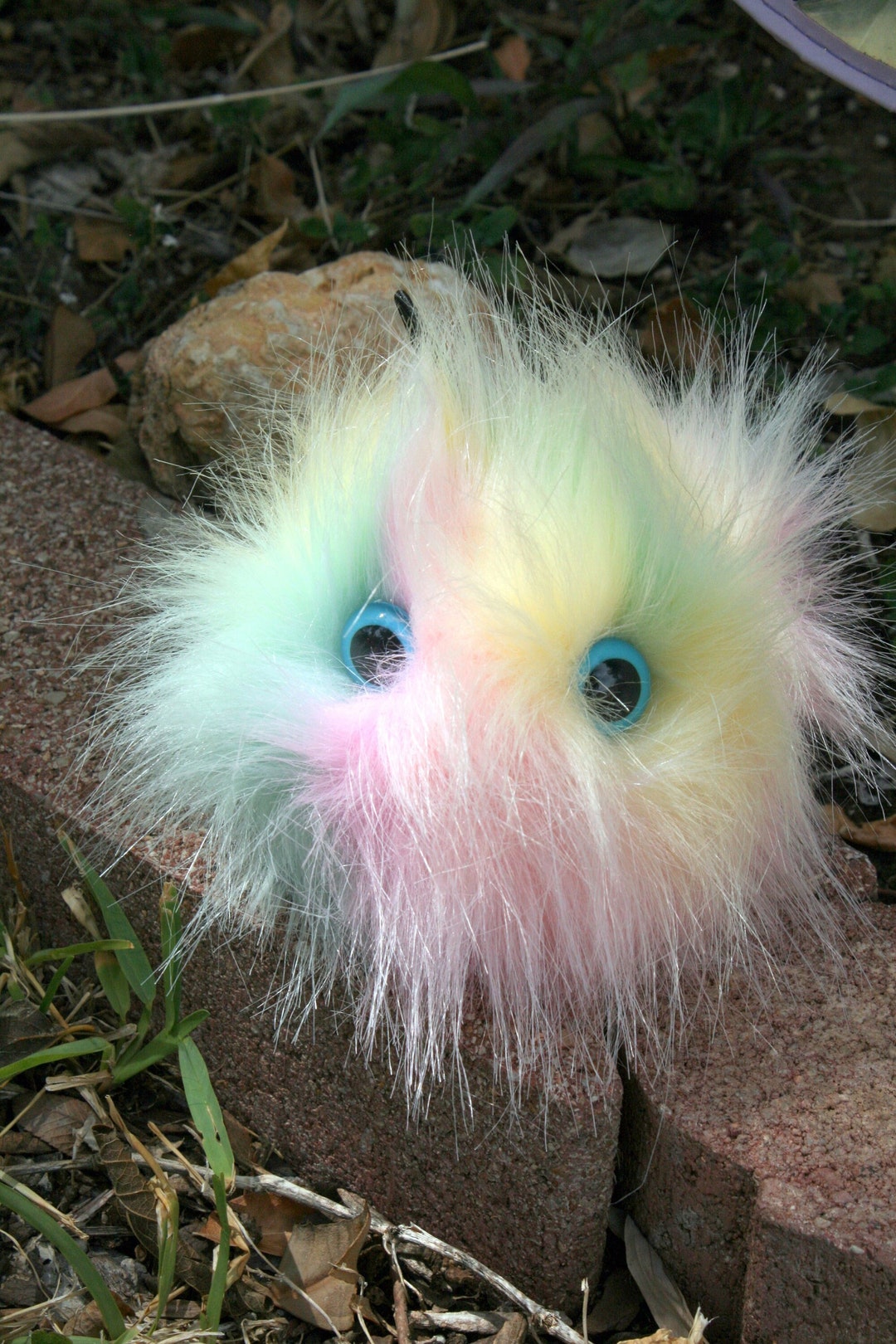 Sherburt Pocket Faux Fur Monster, Multi Colored Backpack Pom - Etsy