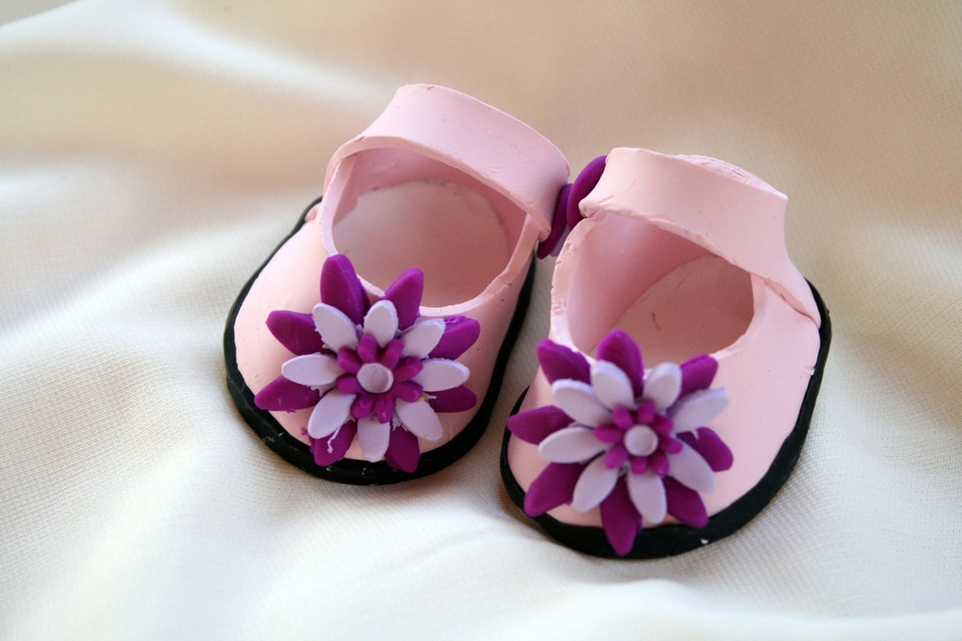 Pink Baby Girl Polymer Clay Shoes, Cake Topper, Centerpiece ...