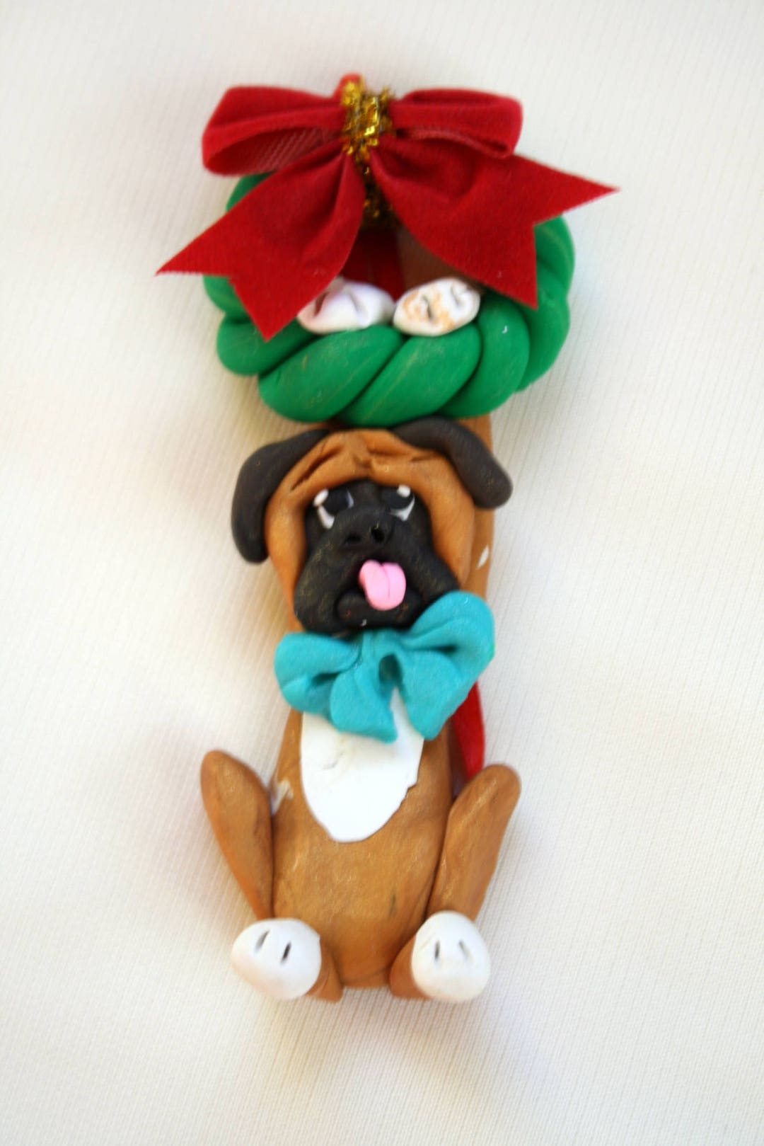 Boxer Dog Christmas Ornament, Boxer Brown Dog Ornament Gift, Polymer ...