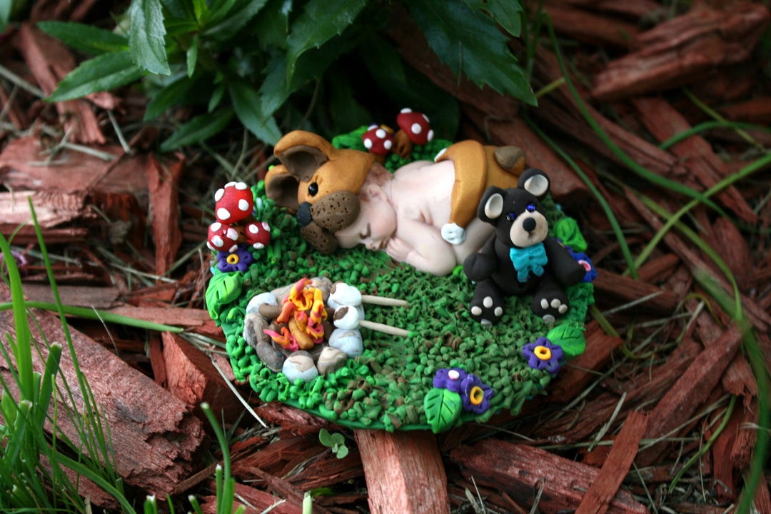 Wilderness Campfire Baby Cake Topper Ornament, Baby Shower Centerpiece ...