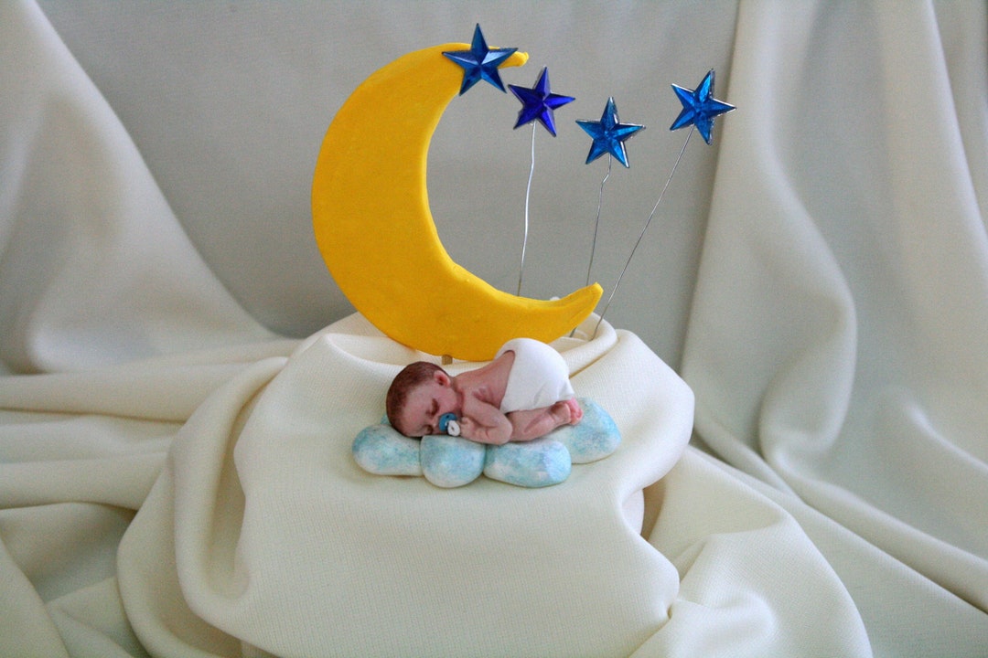 Baby With Moon and Stars Cake Topper, Twinkle Twinkle Little Star ...