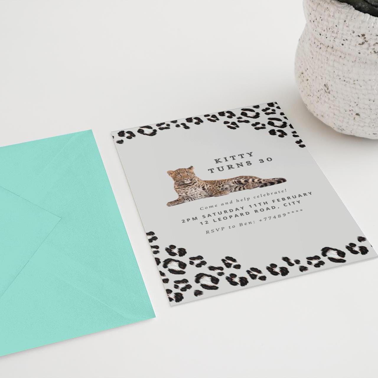 Editable Leopard Print 30th Birthday Invitation | Elegant Canva ...