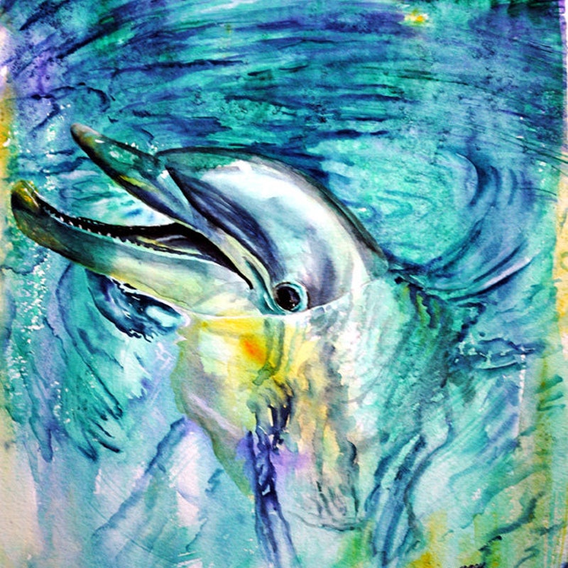 Dolphin Painting - Etsy