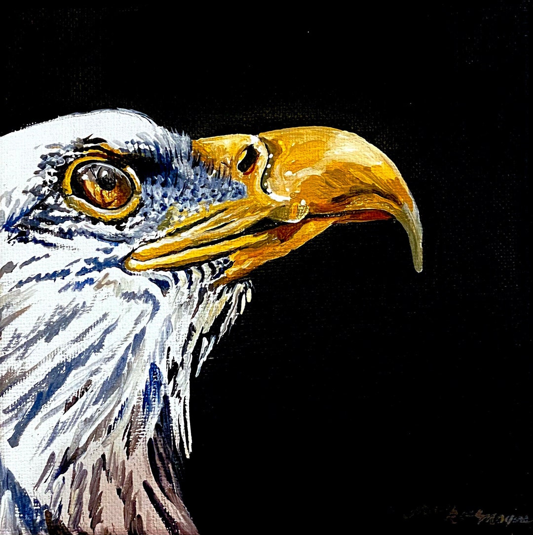 Bald Eagle Original Acrylic Painting on Canvas, Eagle Mini Acrylic ...