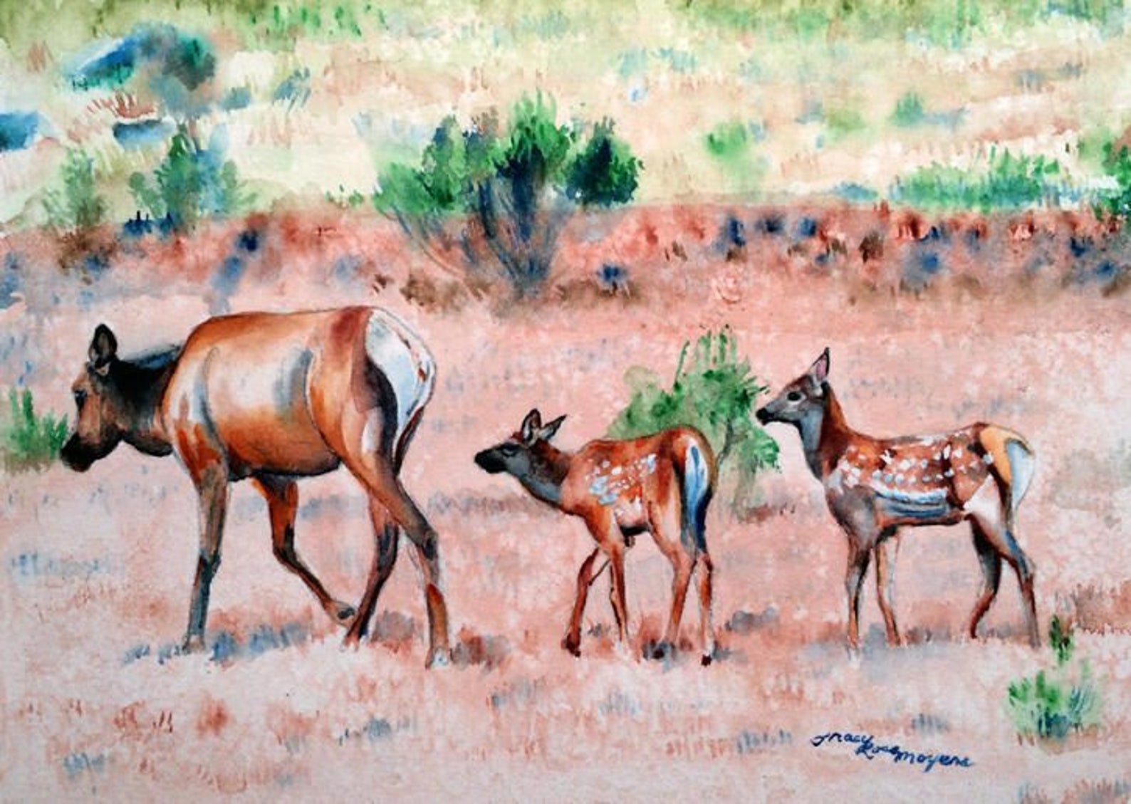 Elk Painting Elk Watercolor Elk Art Watercolor Art | Etsy