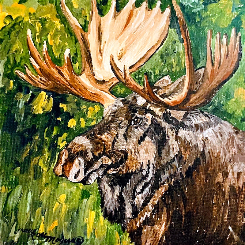 Moose Painting - Etsy