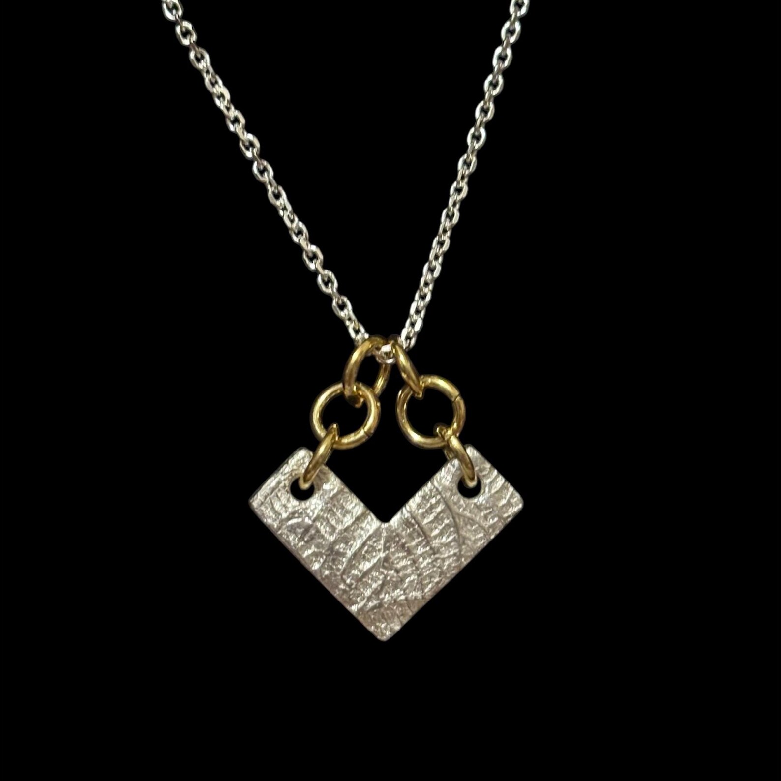 Handmade Silver Leaf Textured Pendant: Geometric Fine Silver Clay ...
