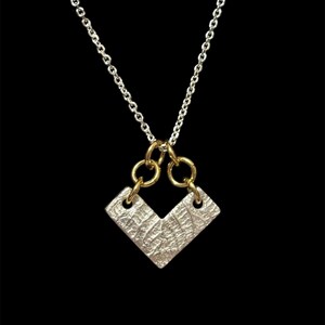 Handmade Silver Leaf Textured Pendant: Geometric Fine Silver Clay ...