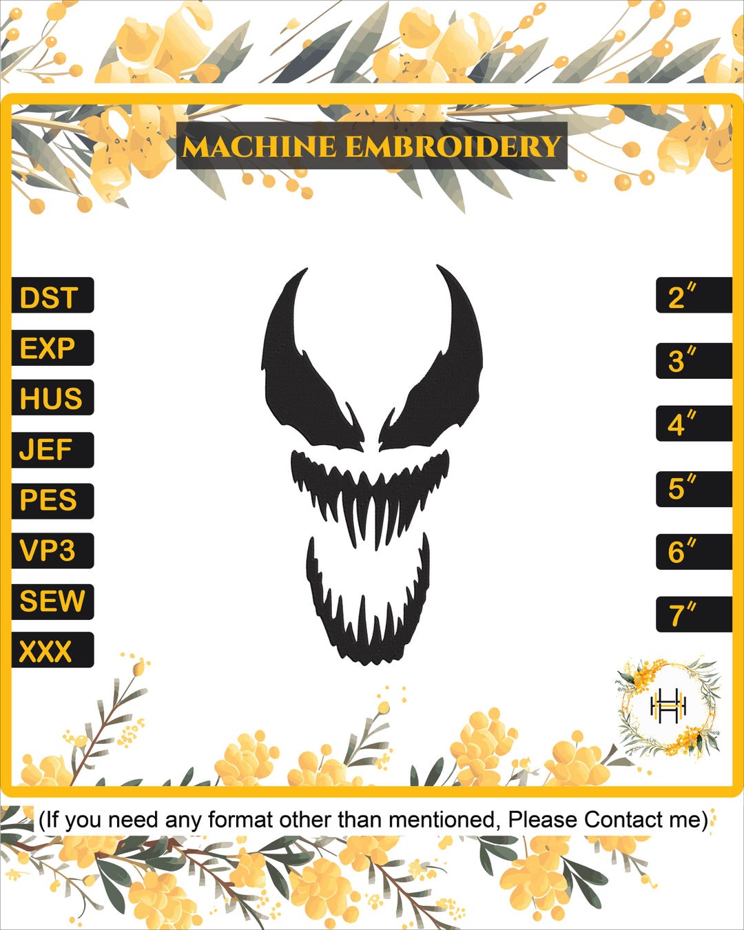 Venom Embroidery Design File Pattern Marvel, 6 Sizes - Etsy