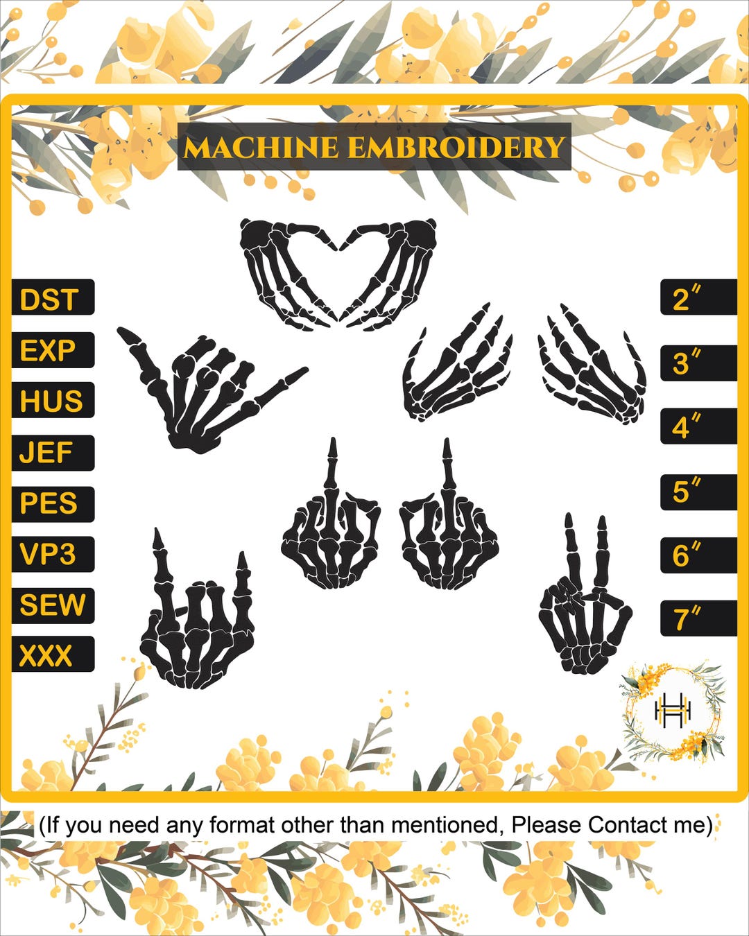 Skeleton Hand Embroidery Design, Bones Hand Embroidery, Bundle Skeleton ...