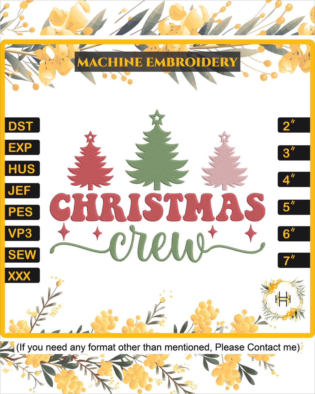 Christmas Crew Machine Embroidery Design, Applique Design, 6 Sizes ...