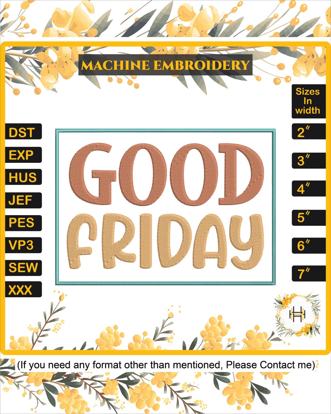 Good Friday Embroidery Design, Friday Machine Embroidery Files, 6 Size ...