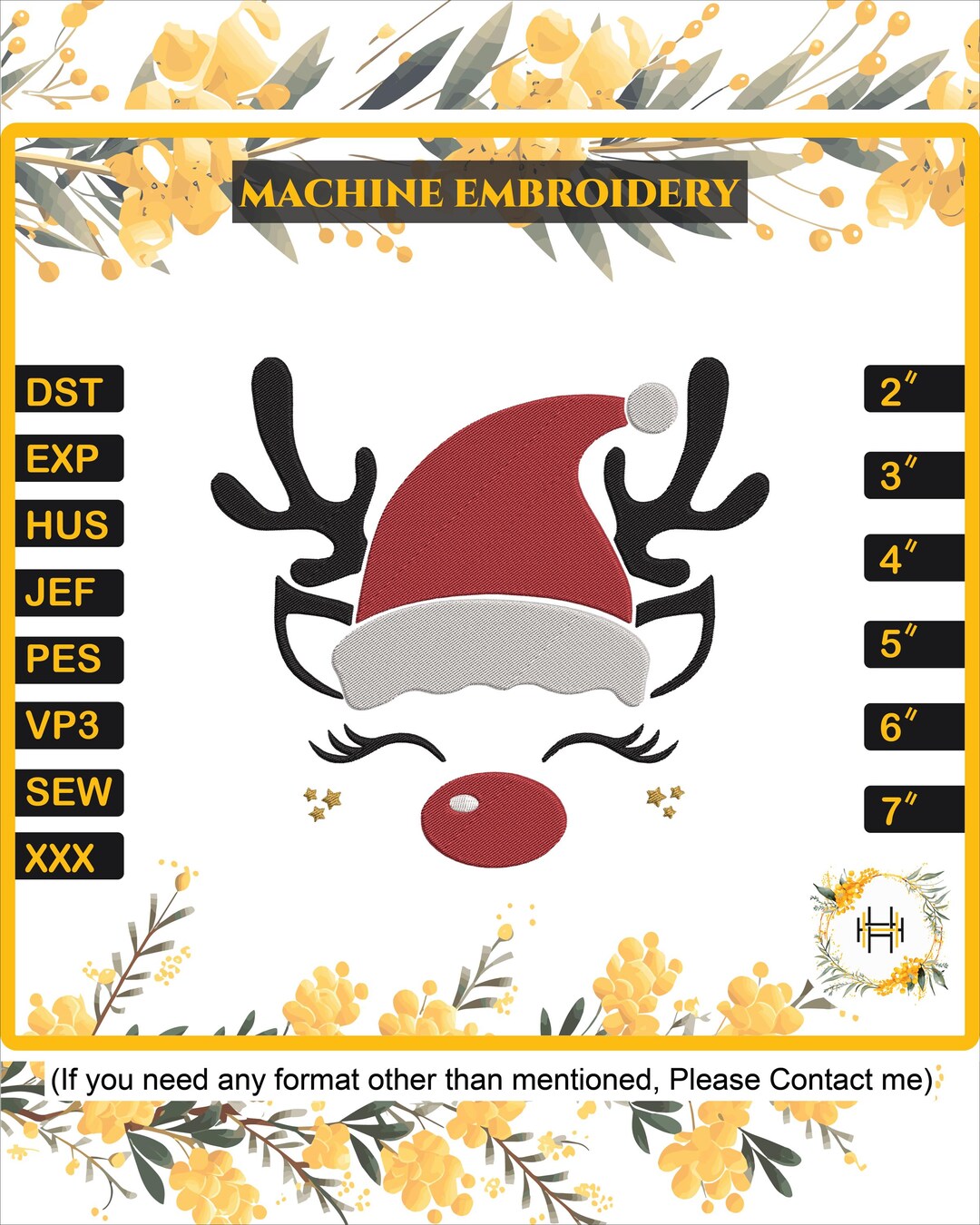 Digital File Reindeer Rudolph Embroidery, Embroidery Patterns for DIY ...