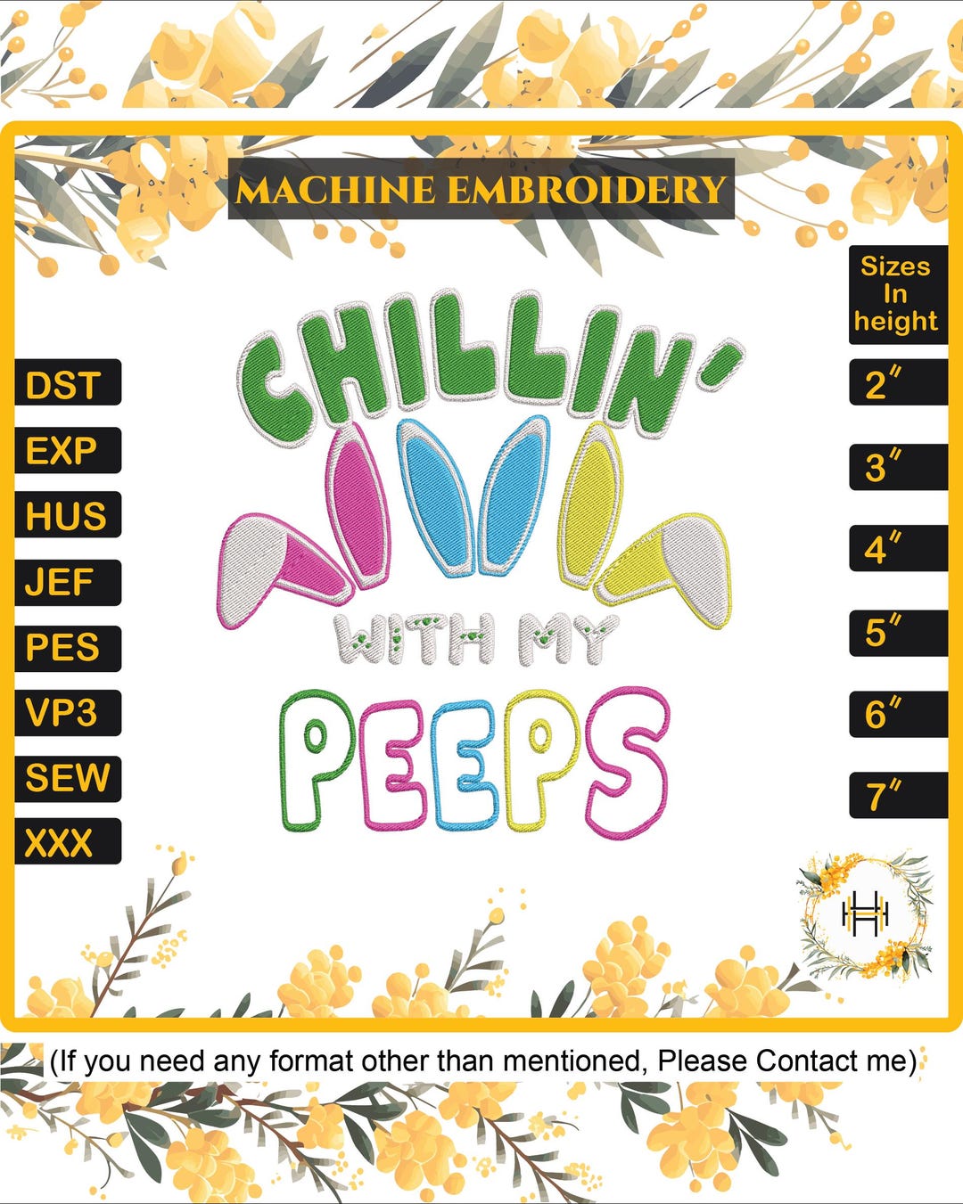 Chillin With My PEEPS Easter Embroidery Machine Designs, Fill Stitch 6 ...