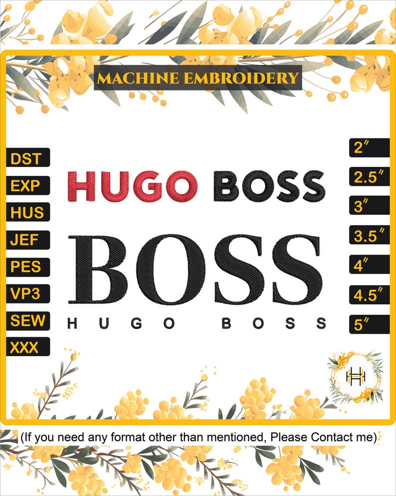 Boss Embroidery Design, Hugo Embroidery Design, Instant Download, 6 ...