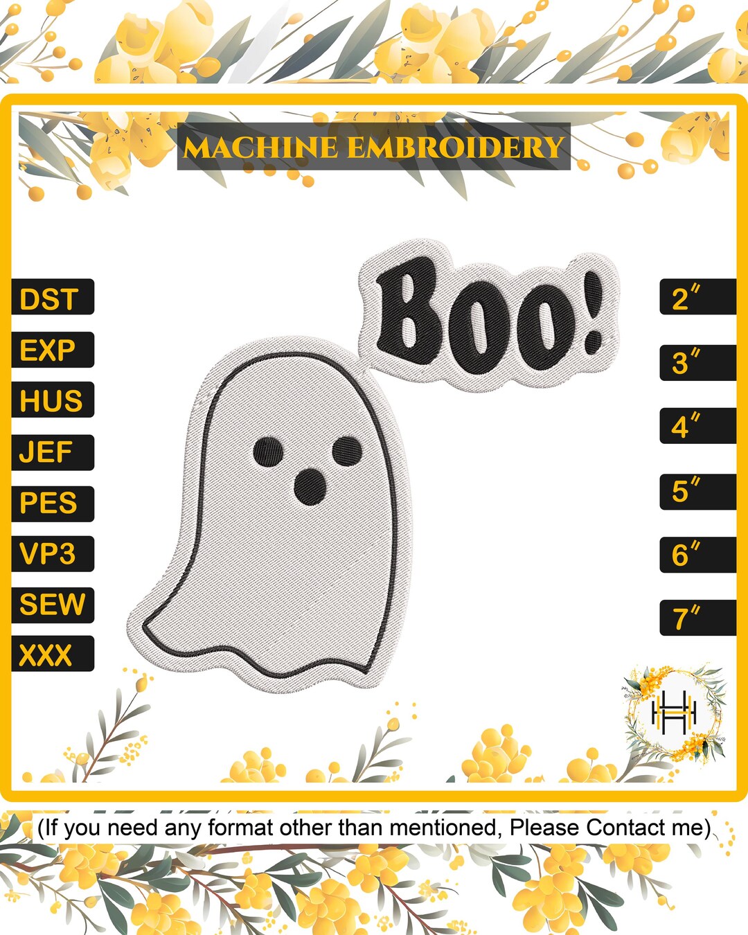 Halloween Boo Embroidery Design 6 Sizes, 4x4, Halloween Embroidery ...