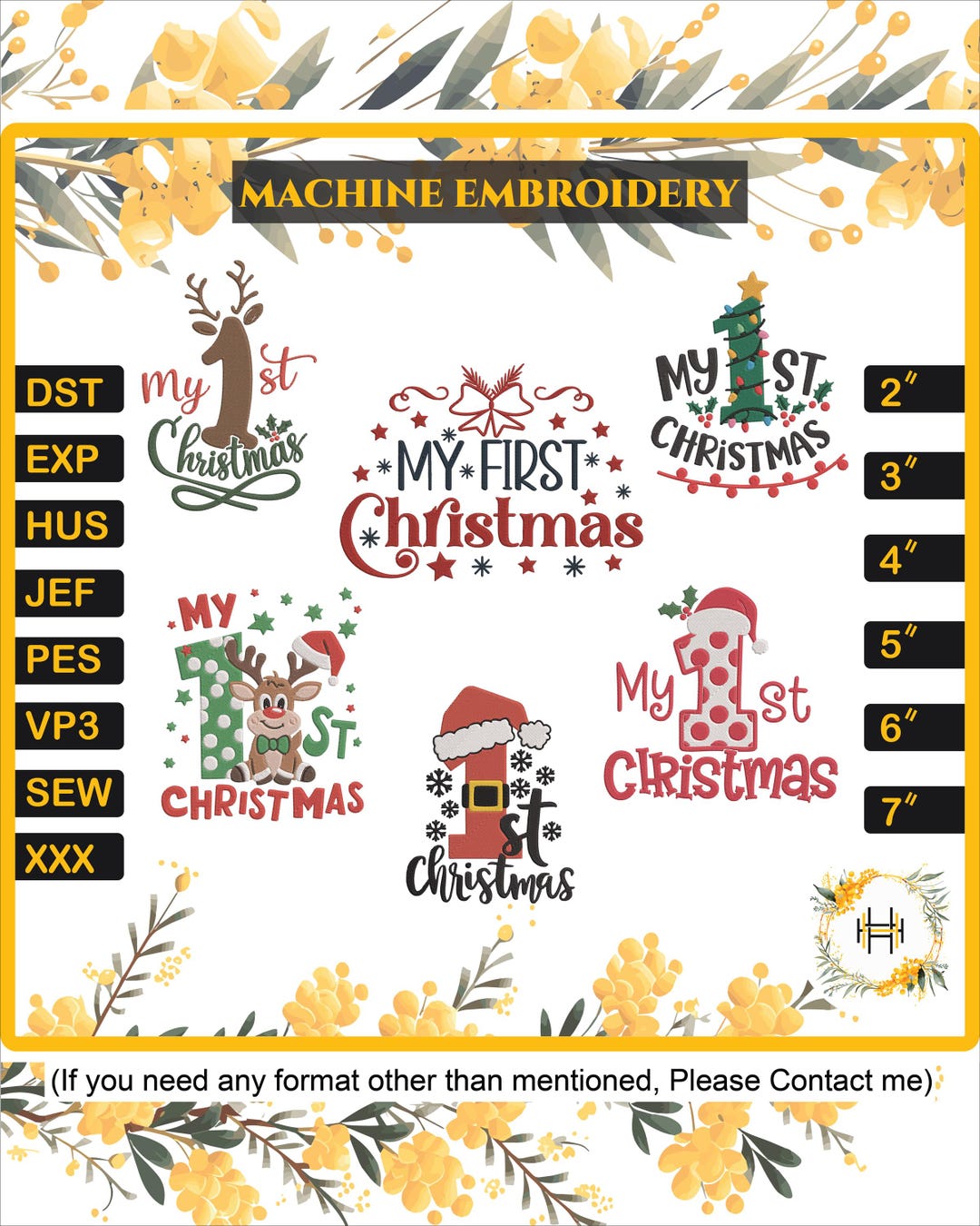 My First Christmas Embroidery Design Bundle, Baby's 1st Christmas ...