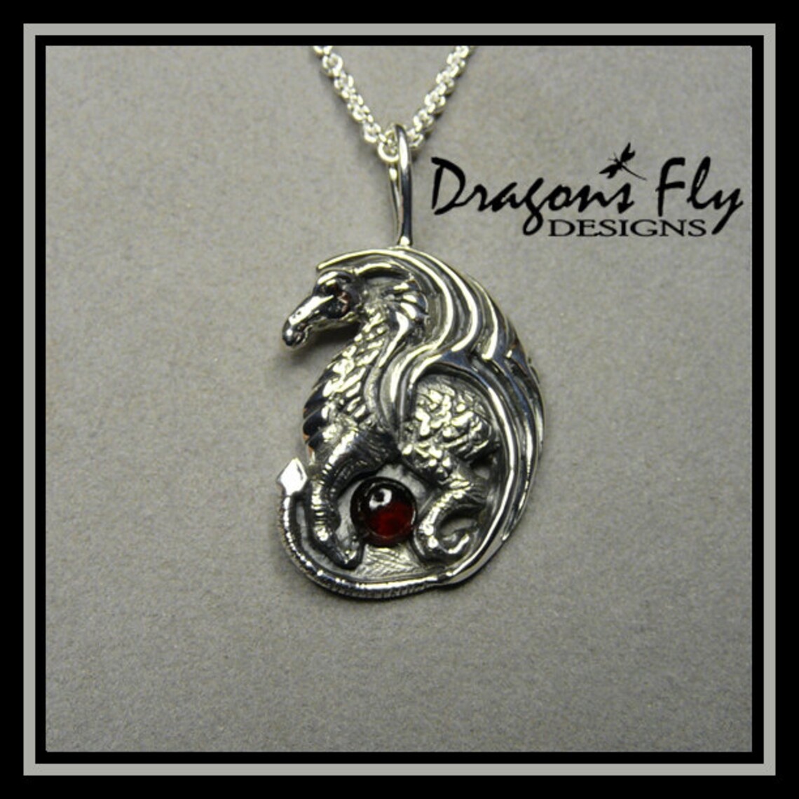 Dragon Pendant Sterling Silver Dragon Necklace Dragons Fly - Etsy