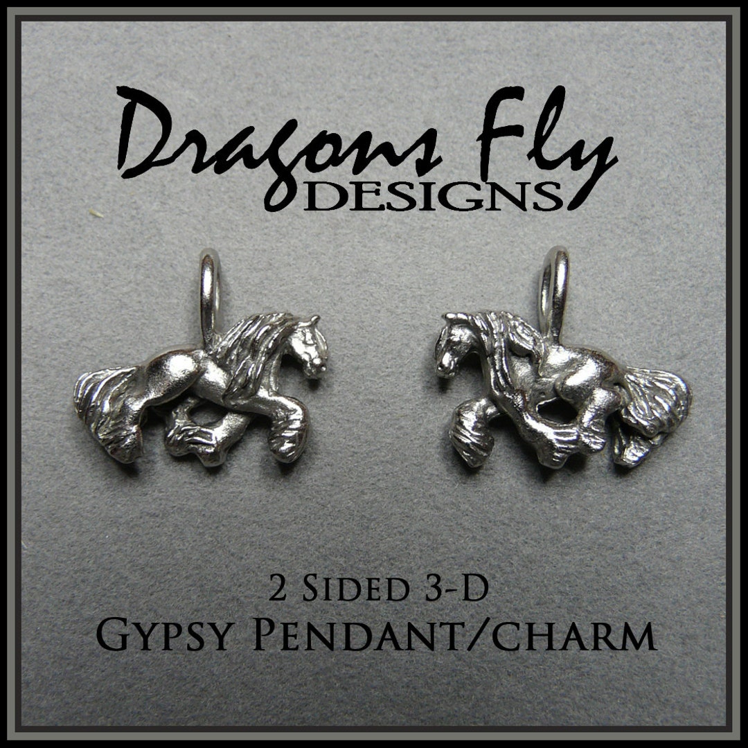 Sterling Silver Gypsy Horse Jewelry Charm Gypsy Cob Pendant Necklace 2 ...
