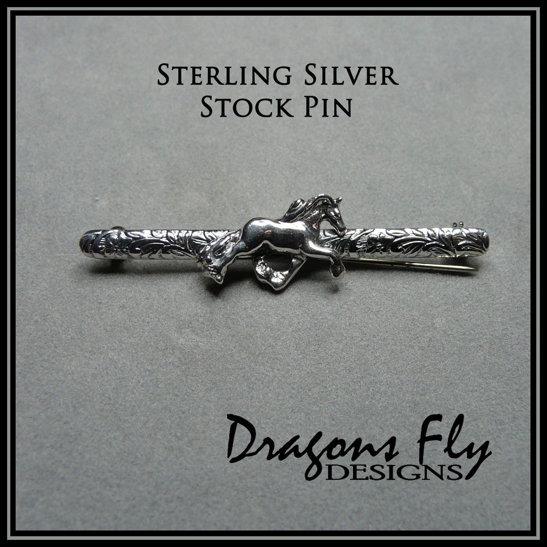 Horse Stock Pin -sterling Silver Horse Brooche - Dressage Pin Stock Tie ...