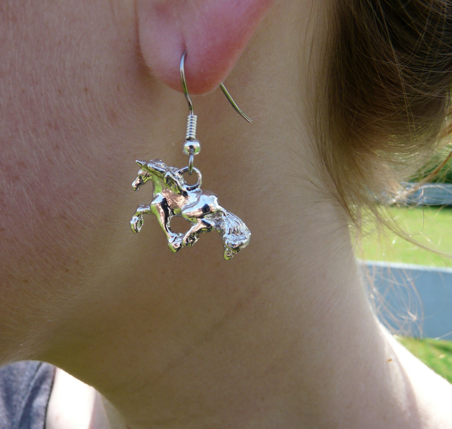 Horse Earrings Sterling Silver & Genuine Lapis Lazuli Gemstone Horse ...