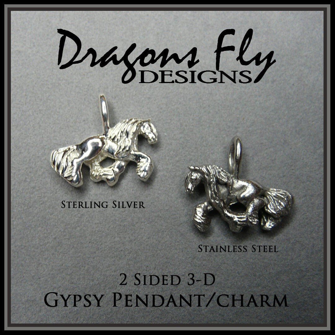Sterling Silver Gypsy Horse Jewelry Charm Gypsy Cob Pendant Necklace 2 ...