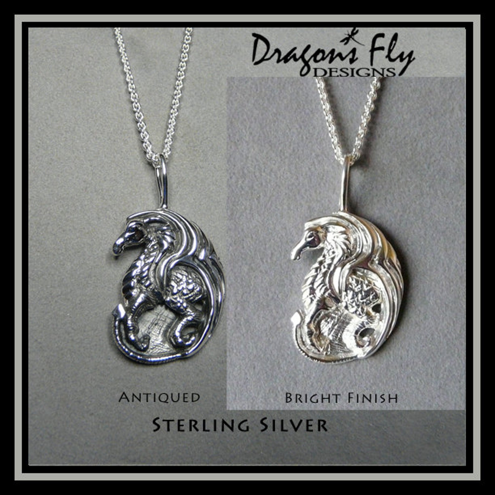 Blue Dragon Pendant Sterling Silver Dragon Blue Topaz Necklace | Etsy