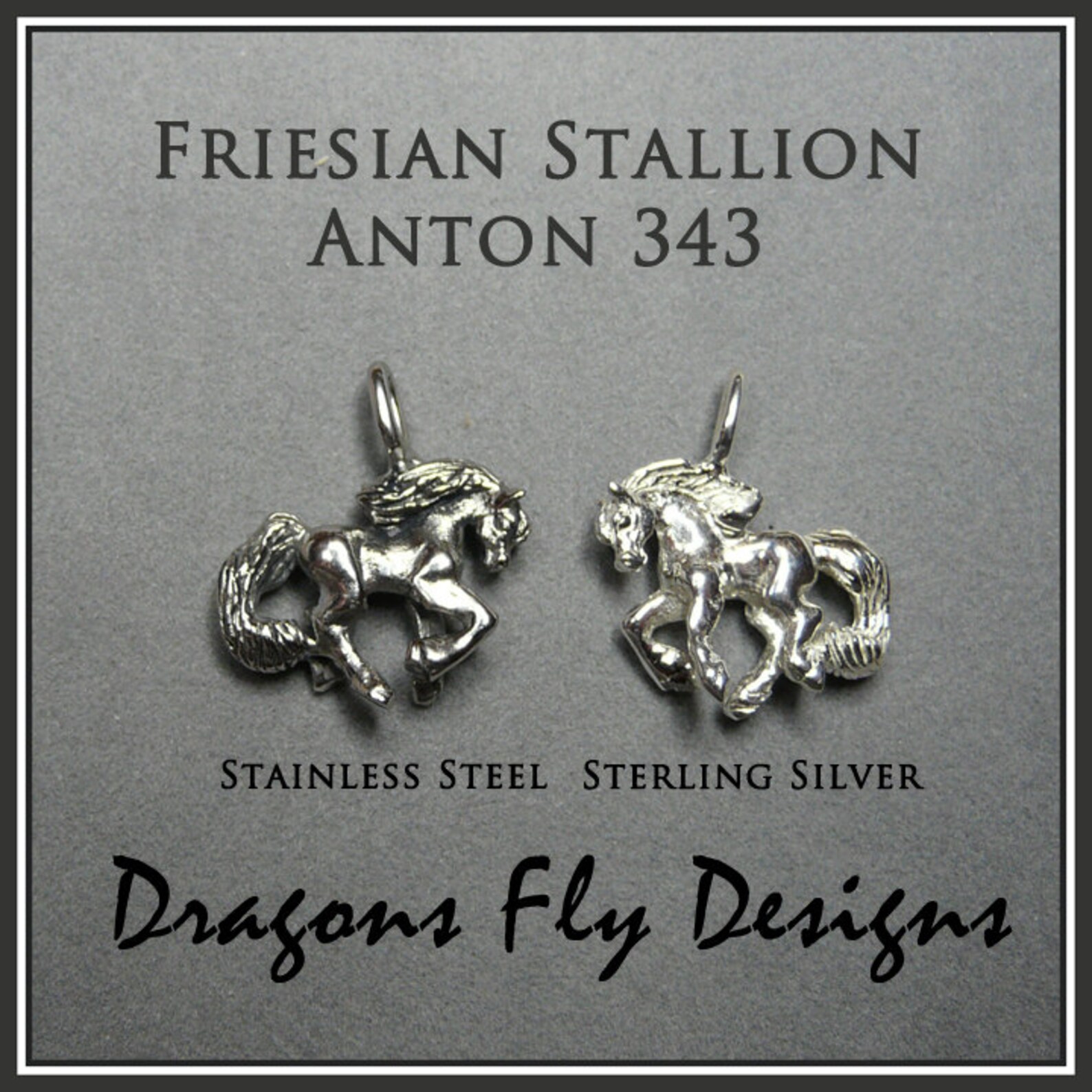 Friesian Stallion Pendant Necklace Gold Anton 343 Horse Pendant ...