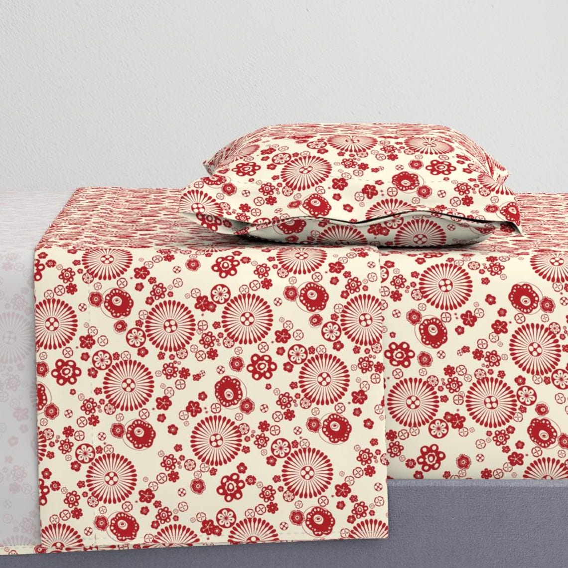25. Red Poppy Italian Cotton Bedding: Duvet Cover, Sheets, Pillow Sham ...