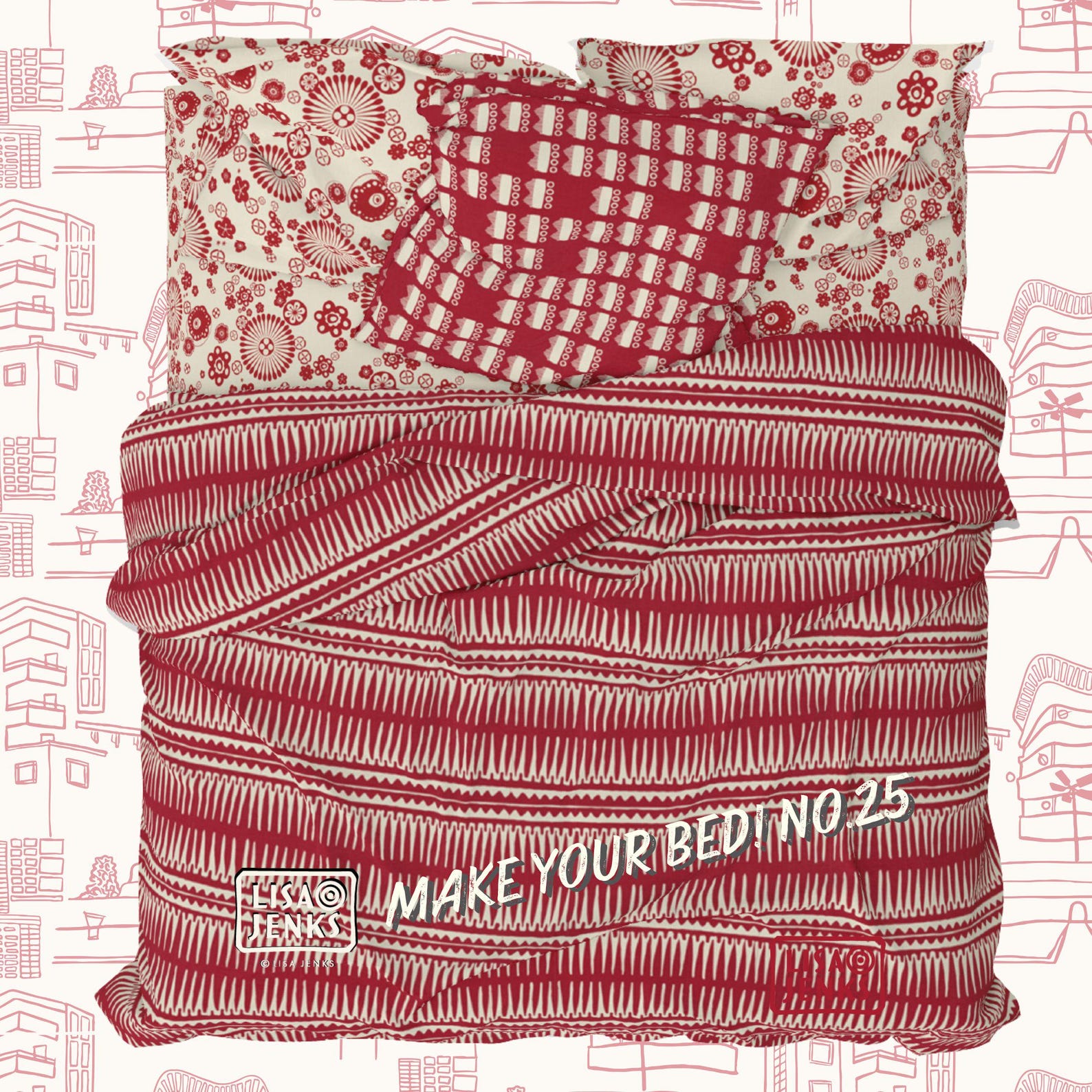 25. Red Poppy Italian Cotton Bedding: Duvet Cover, Sheets, Pillow Sham ...