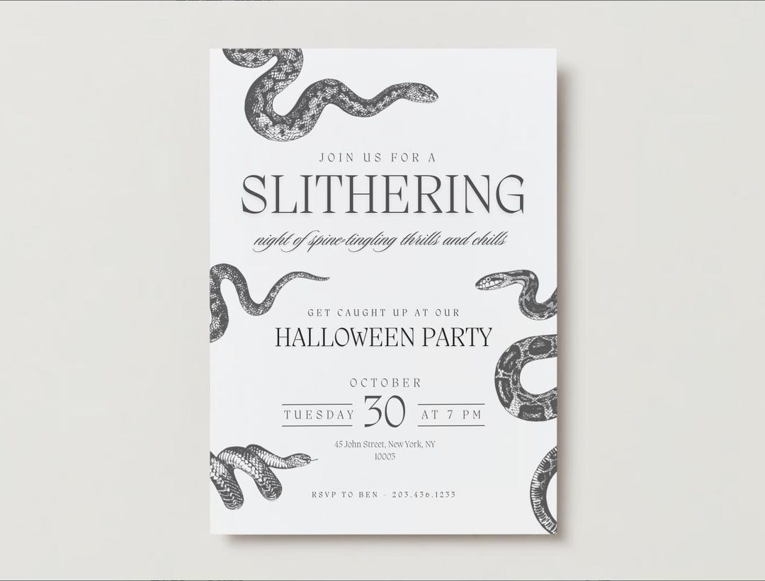 Halloween Party Invitation Template | Slithering Snake | Printable and ...