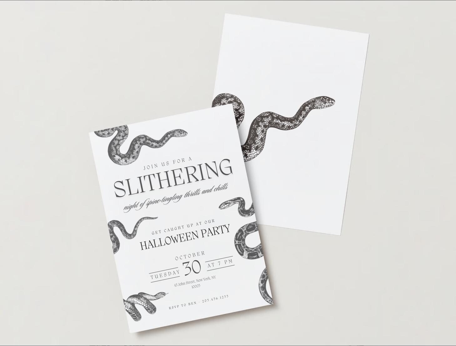Halloween Party Invitation Template | Slithering Snake | Printable and ...