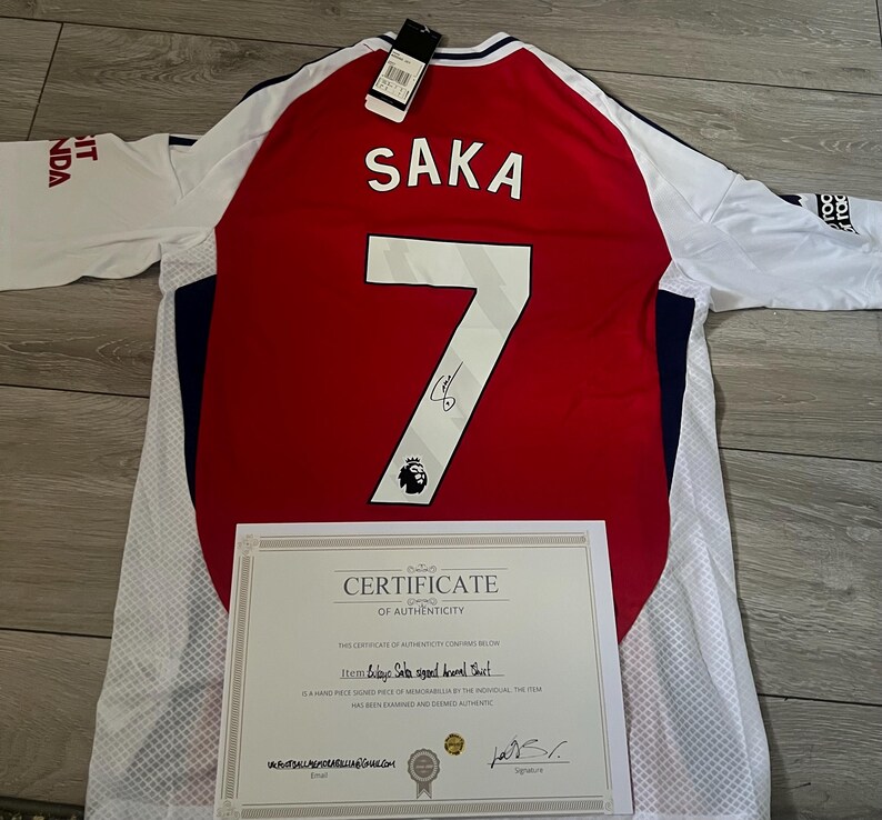 Bukayo Saka Signed Arsenal Shirt With COA - Etsy