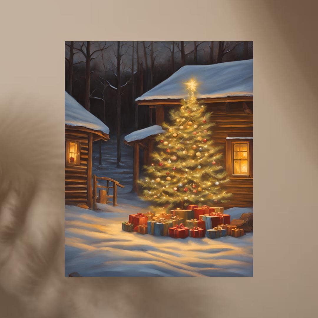 Christmas Tree Poster, Painting, Vintage, Art Print, Wall Decor, Home ...