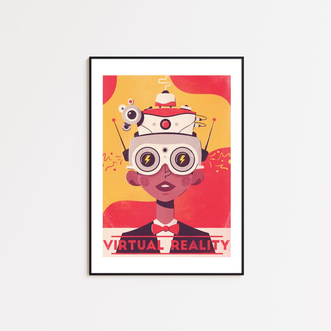 Virtual Reality Poster, Modern Art, Psychedelic, Retro Print, Surreal ...