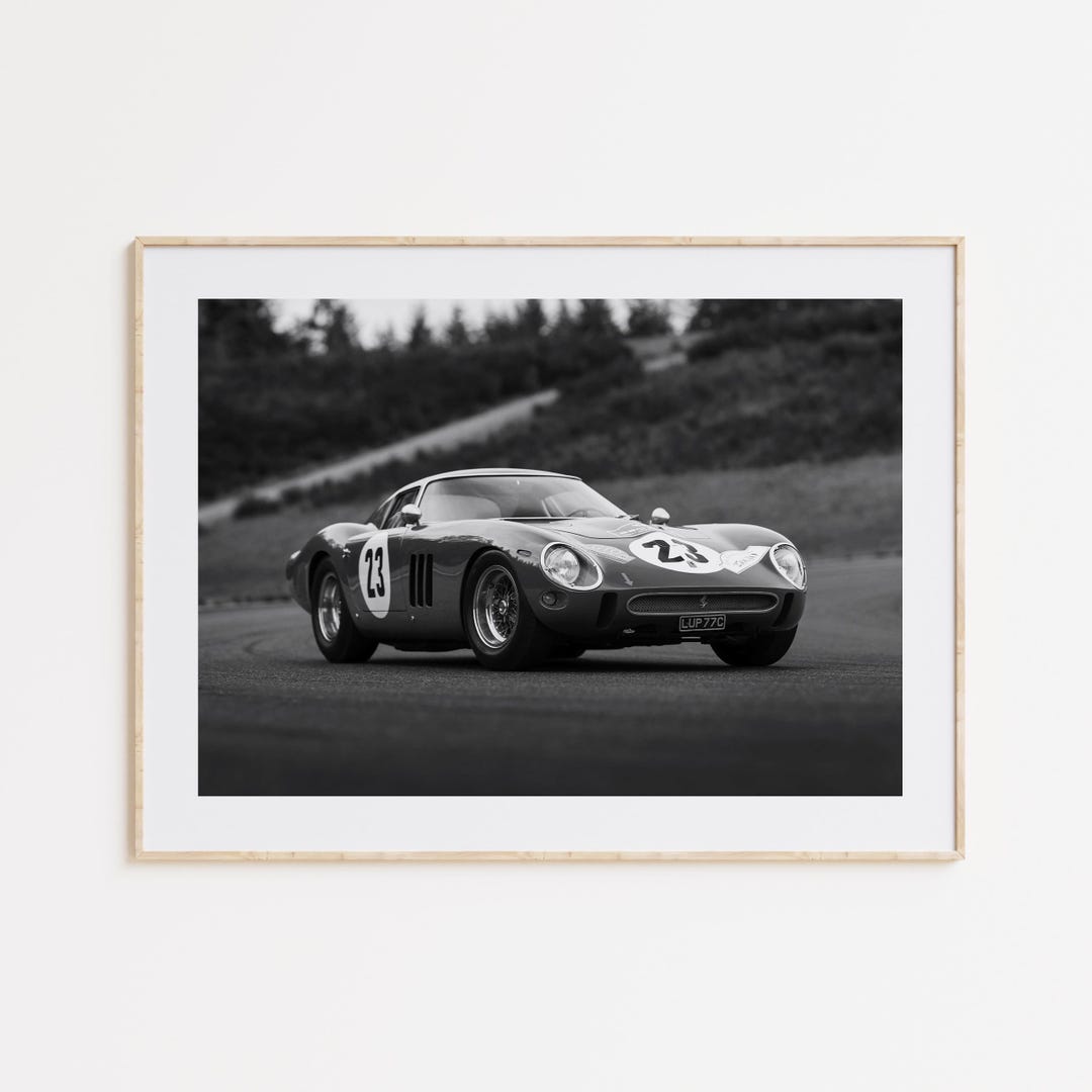 Ferrari 250 GTO Poster, Sport Car Print, Black and White, Wall Art ...
