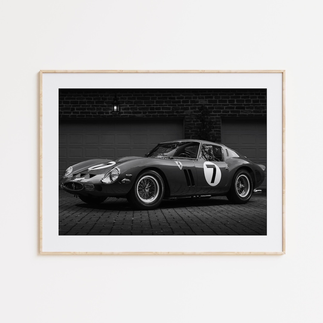 Ferrari 250 GTO Poster, Sport Car Print, Black and White, Wall Art ...