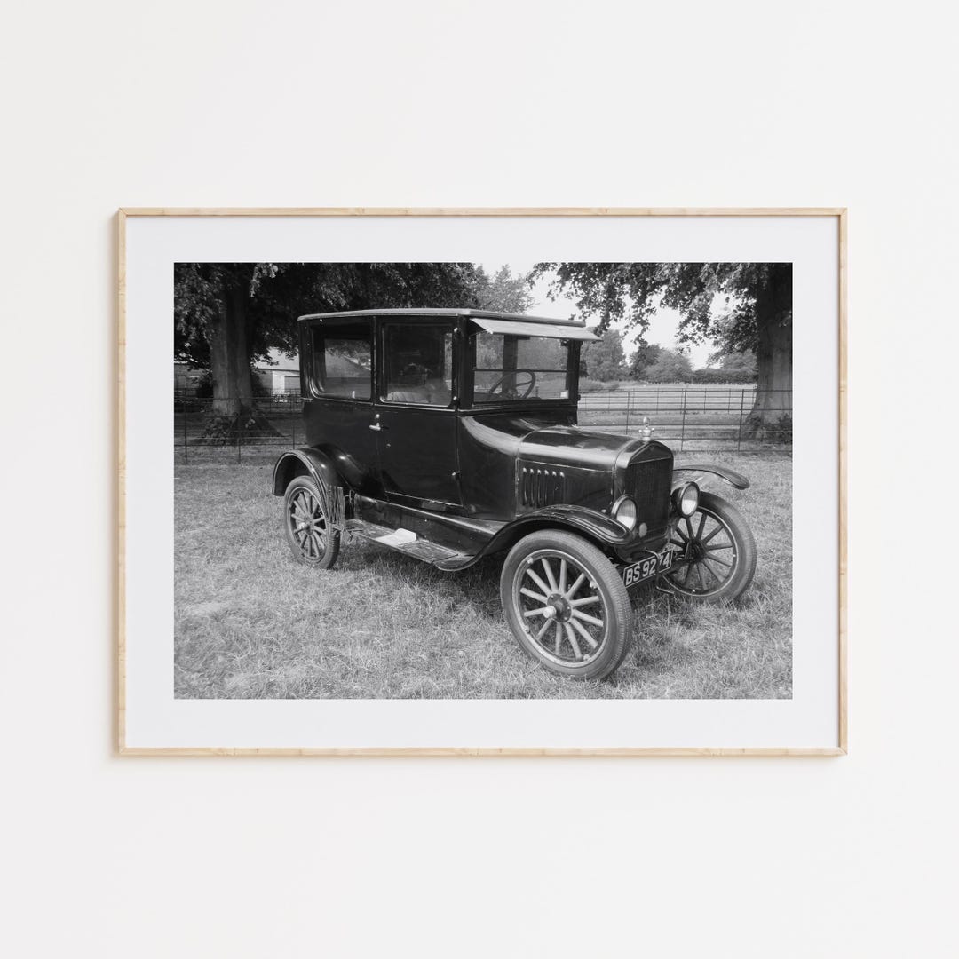 Ford Model T Print, Vintage Car, Black and White, Automobile ...