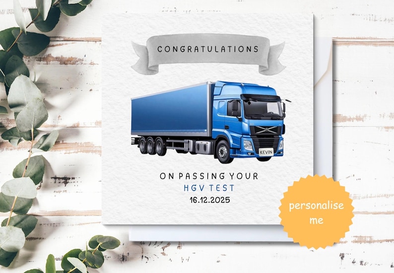 Personalised Passed Lorry Driving Test Card, HGV Licence ...