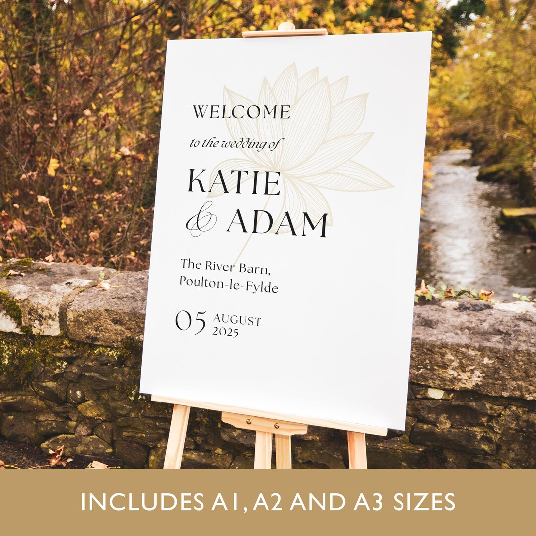 Minimalistic Wedding Welcome Sign Template Simple Editable A1, A2, A3 ...