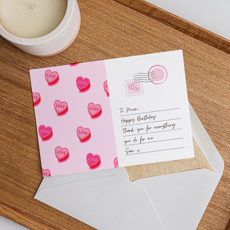 Postcard Template Heart - Etsy UK