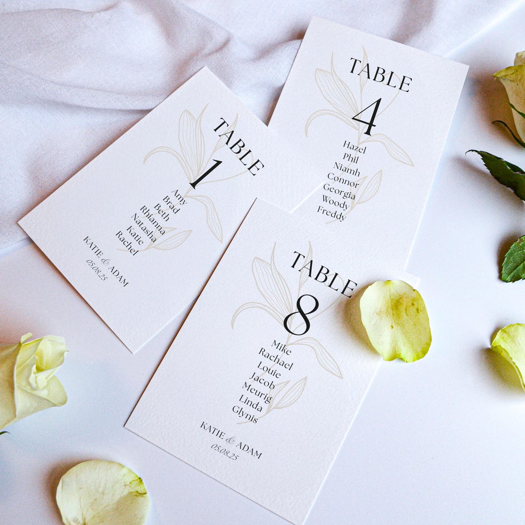 Elegant Wedding Table Cards Template: Modern A6 Design (digital File ...