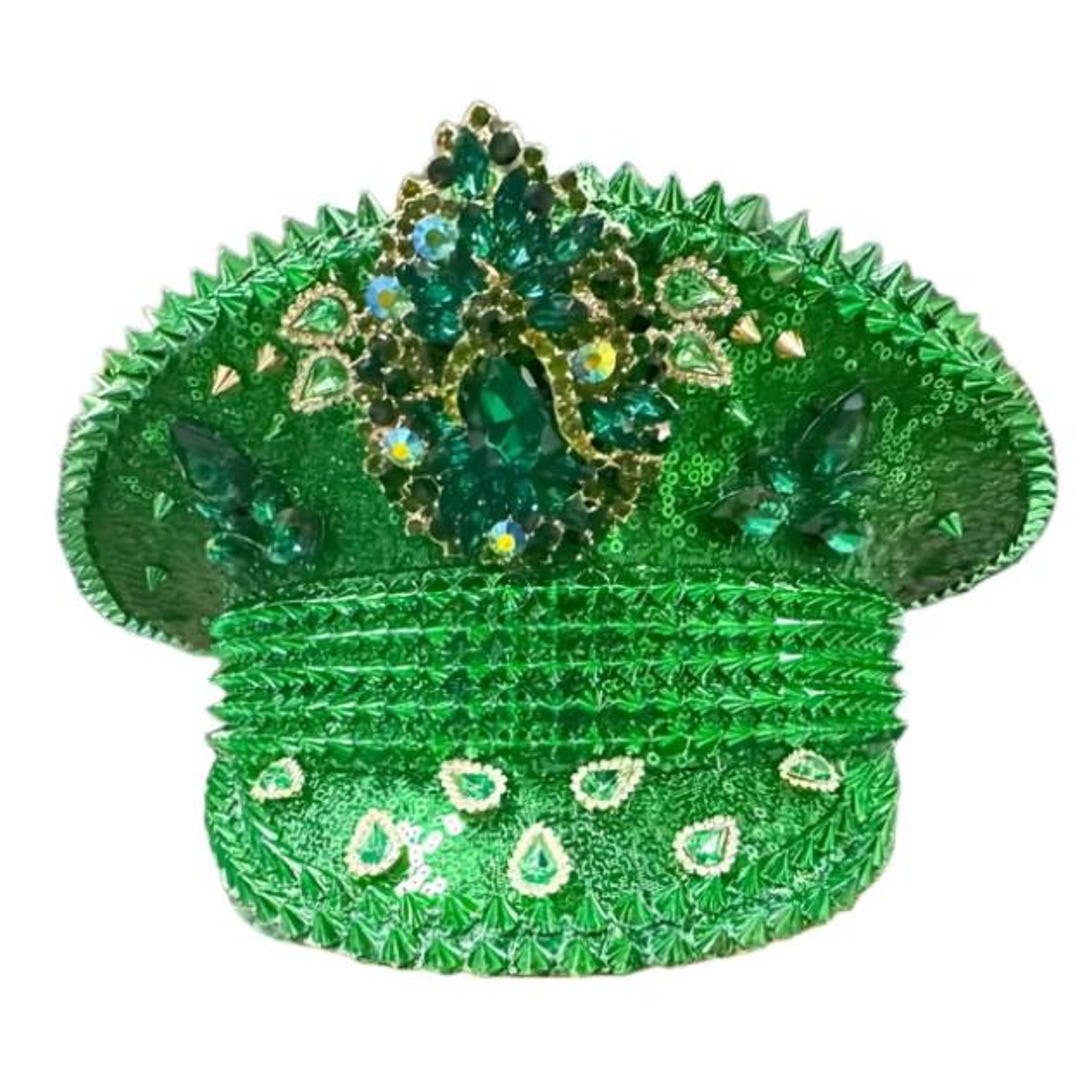 Green Sequin Spiked Captain Hat – Festival Hat With Jewels, Rave ...