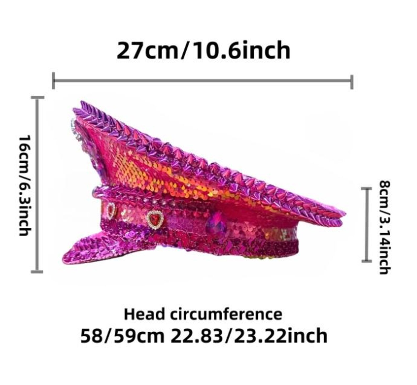 Hot Pink Spiked Festival Captain Hat – Sequin Drag Queen Hat ...