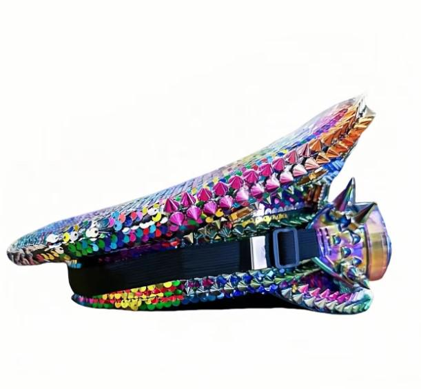 Rainbow Steampunk Festival Captain Hat – Cyberpunk Drag Queen Hat ...