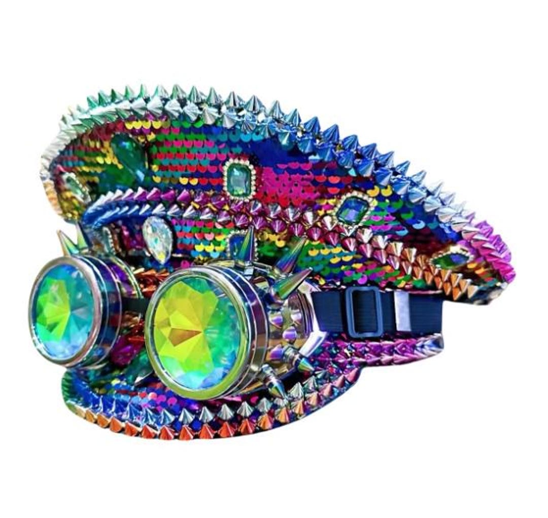 Rainbow Steampunk Festival Captain Hat – Cyberpunk Drag Queen Hat ...
