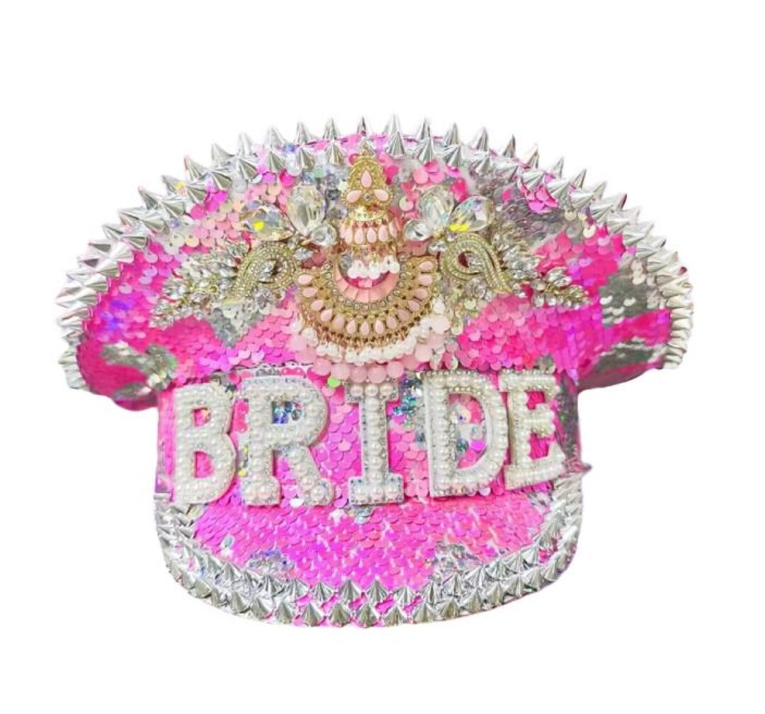 Pink Bride Sequin Captain Hat – Bachelorette Party Hat, Drag Queen ...