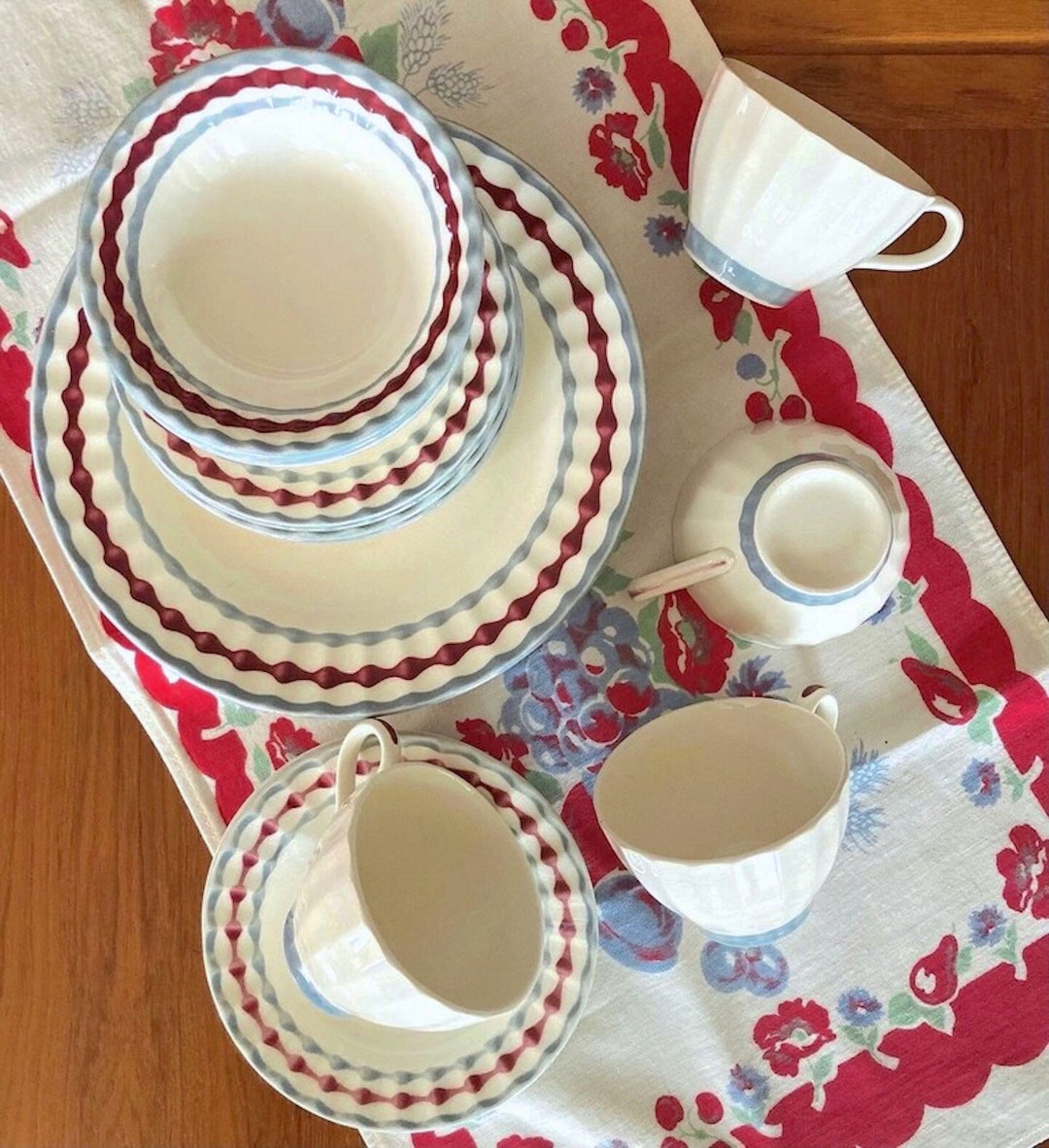 Knowles Cherry Grey Vintage China 20 Piece Set Service for 4 Cute 1940 ...