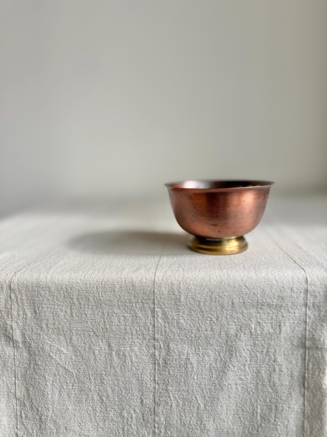 Small Round Footed Bowl Gregorian Copper Brass Base - Etsy