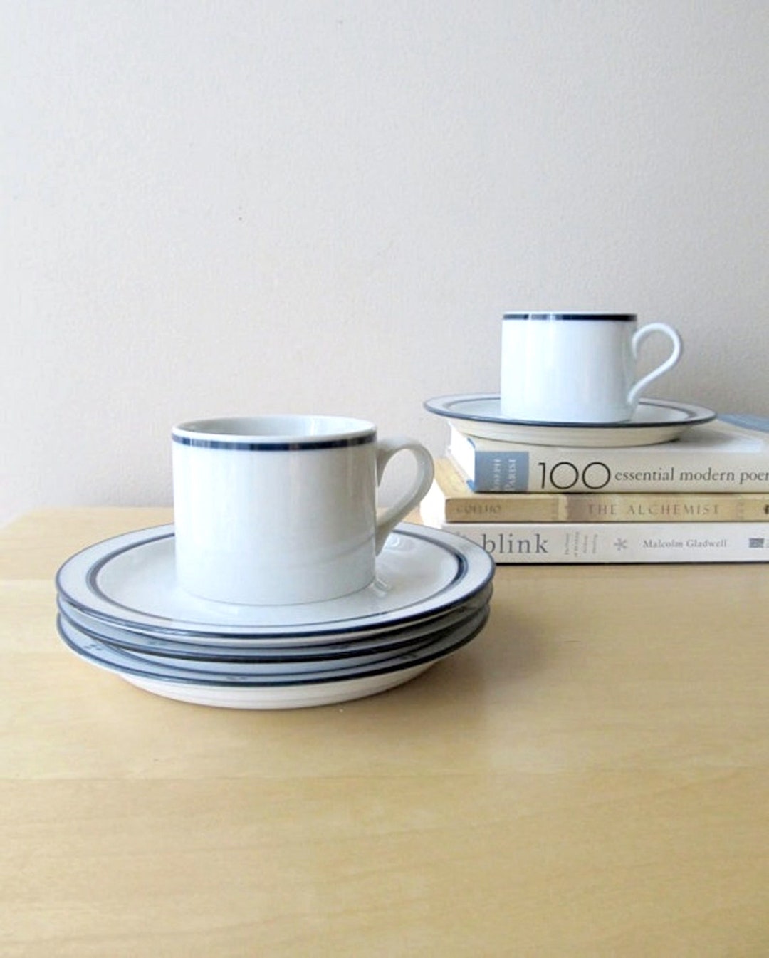 Dansk Blue Bistro Flat Cup and Saucer Vintage Christianshavn Pottery - Etsy
